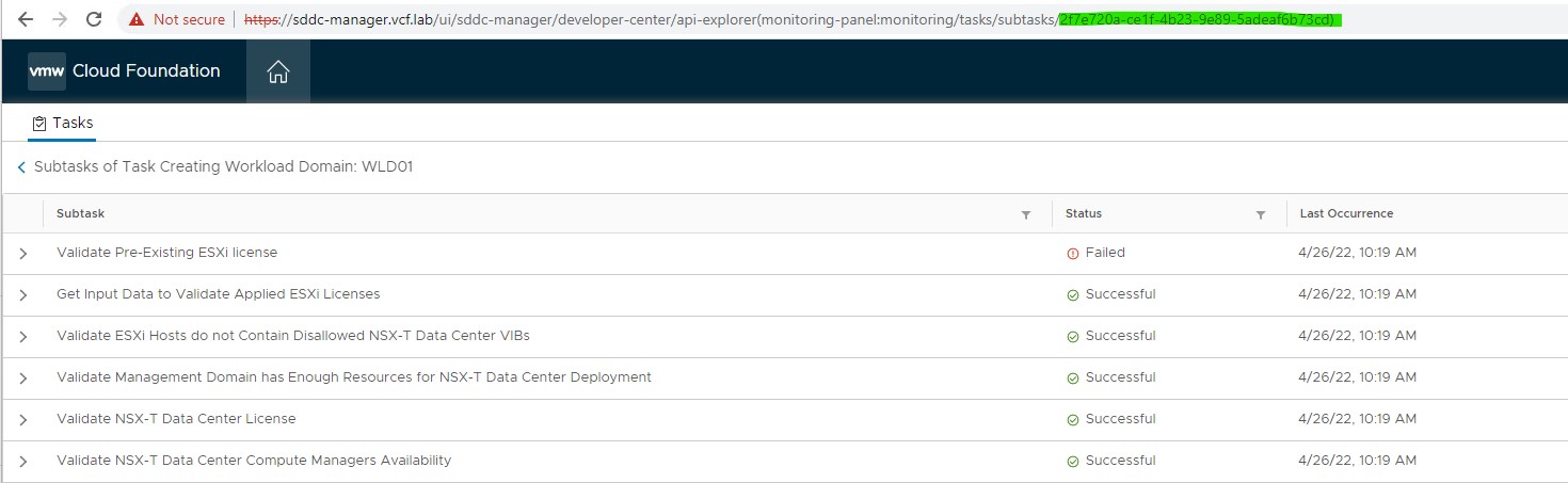 Quick Tip Cleanup Failed Tasks From Sddc Manager Dashboard In Vcf